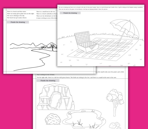 Read and draw - finish the drawing